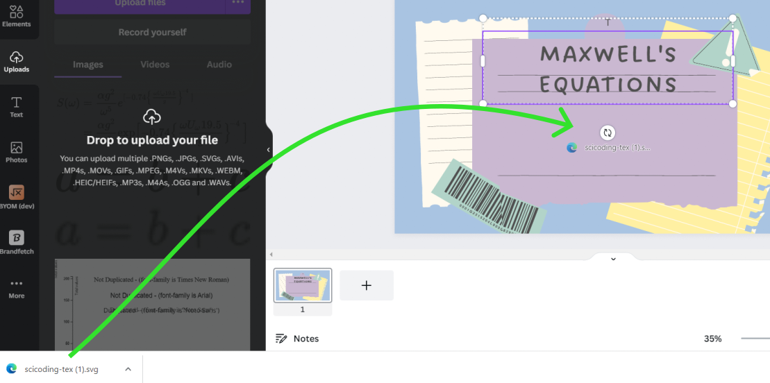 How to get beautiful mathematics into Canva.com